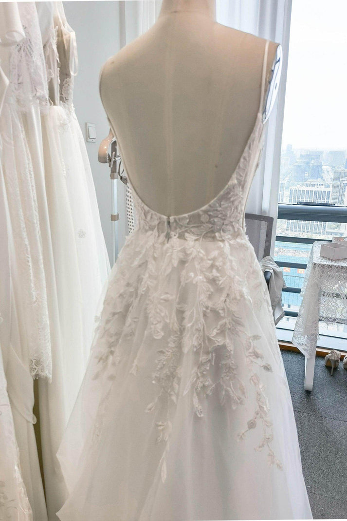 Mermaid Chapel Train Lace Tulle Long Sleeve Lace Up-Corset Wedding ...